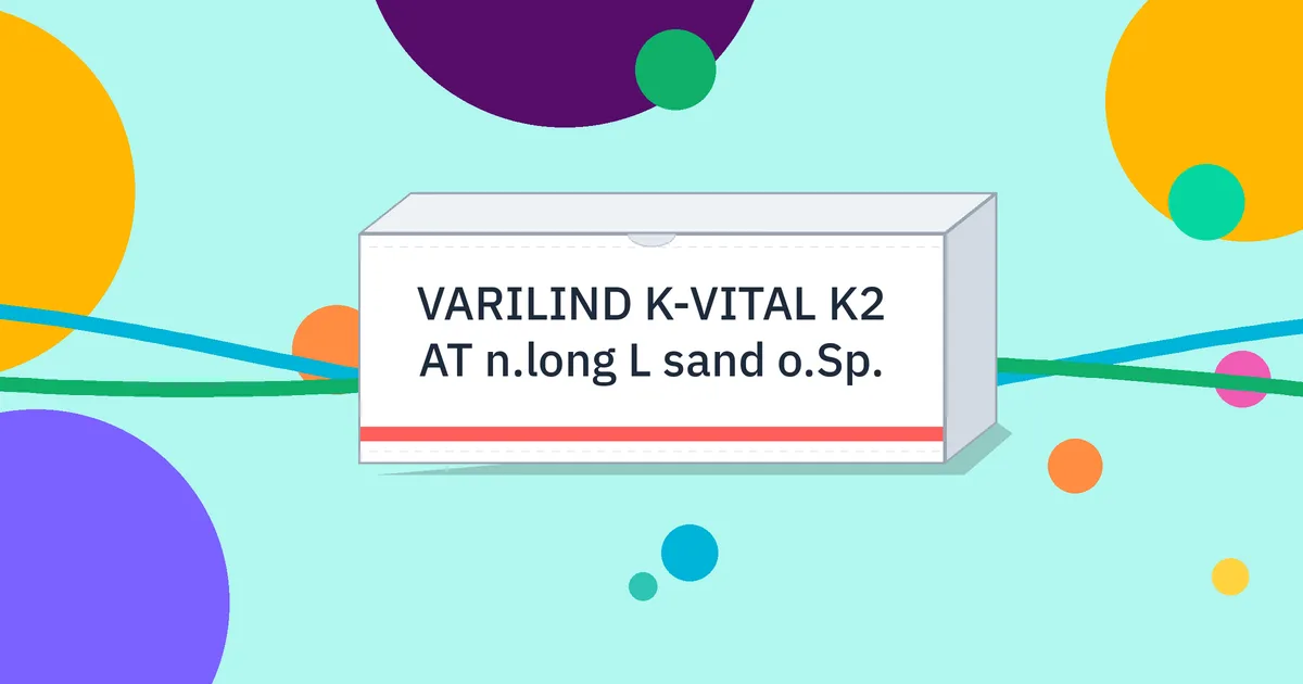 Symbolbild: Packung mit der Aufschrift VARILIND K-VITAL K2 AT n.long L sand o.Sp. (PZN 20561367) – Verfügbarkeit und Bezug in Apotheken in Frankfurt am Main