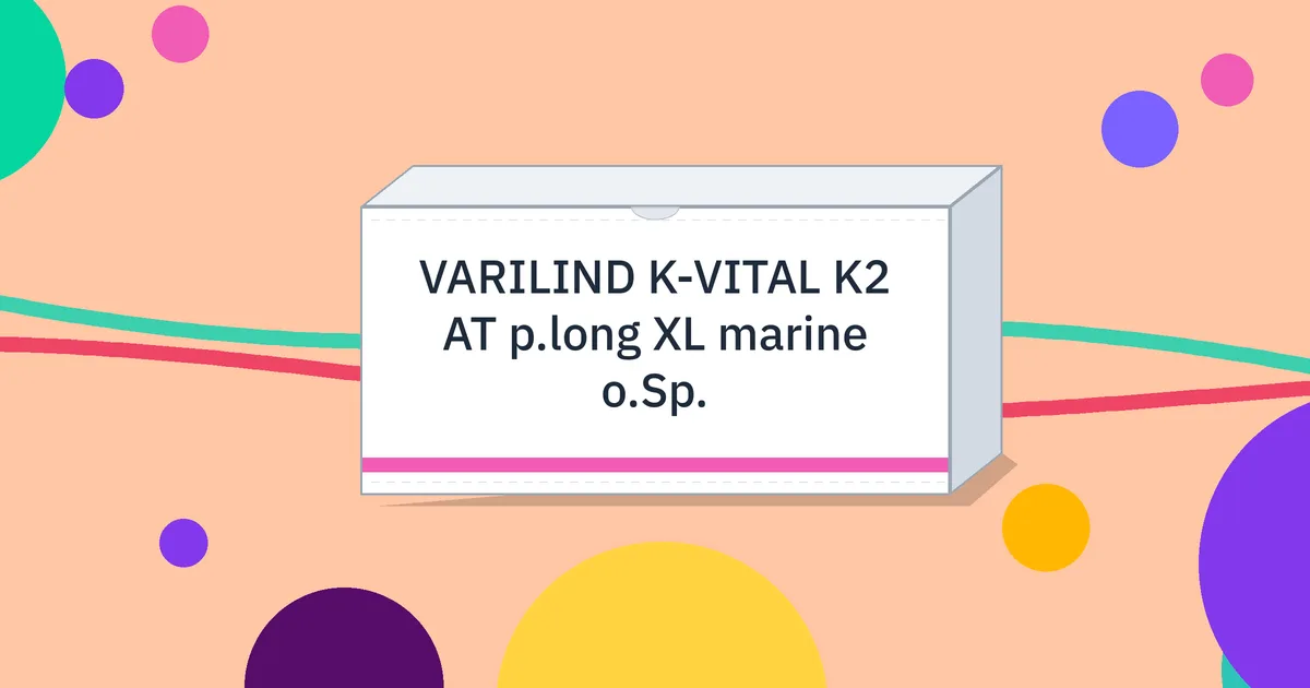 Symbolbild: Packung mit der Aufschrift VARILIND K-VITAL K2 AT p.long XL marine o.Sp. (PZN 20561858) – Verfügbarkeit und Bezug in Apotheken in Frankfurt am Main