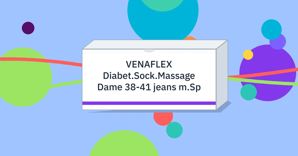 Symbolbild: Packung mit der Aufschrift VENAFLEX Diabet.Sock.Massage Dame 38-41 jeans m.Sp (PZN 18309488) – Verfügbarkeit und Bezug in Apotheken in Frankfurt am Main