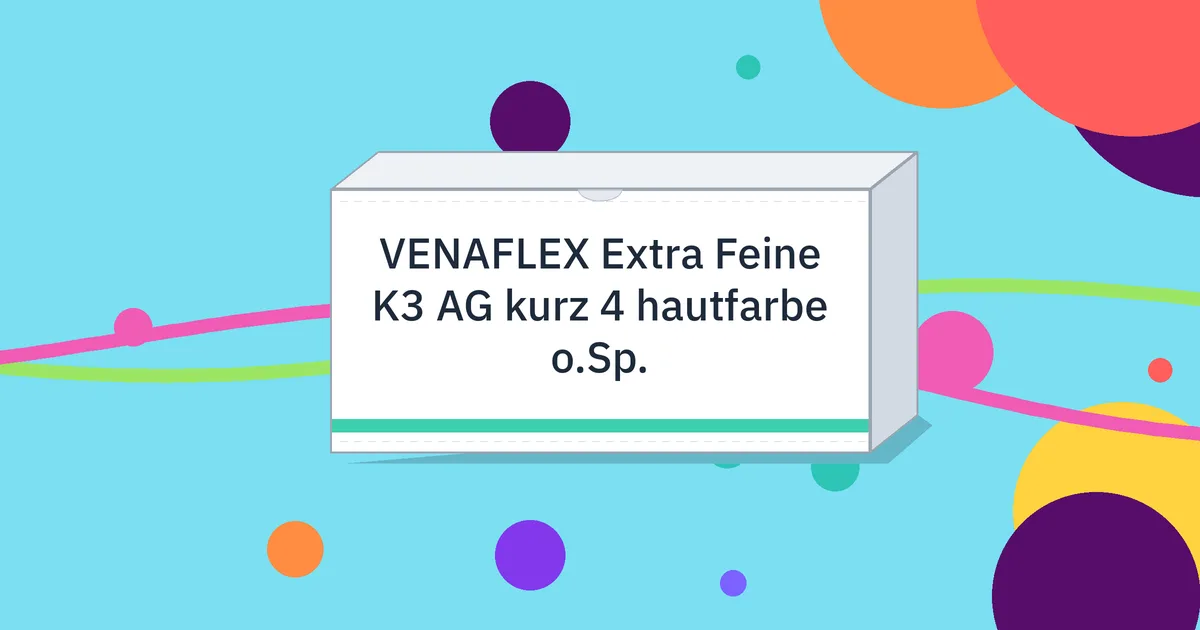 Symbolbild: Packung mit der Aufschrift VENAFLEX Extra Feine K3 AG kurz 4 hautfarbe o.Sp. (PZN 18308543) – Verfügbarkeit und Bezug in Apotheken in Frankfurt am Main