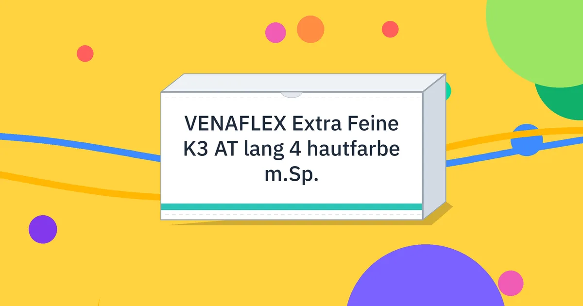 Symbolbild: Packung mit der Aufschrift VENAFLEX Extra Feine K3 AT lang 4 hautfarbe m.Sp. (PZN 18308916) – Verfügbarkeit und Bezug in Apotheken in Frankfurt am Main