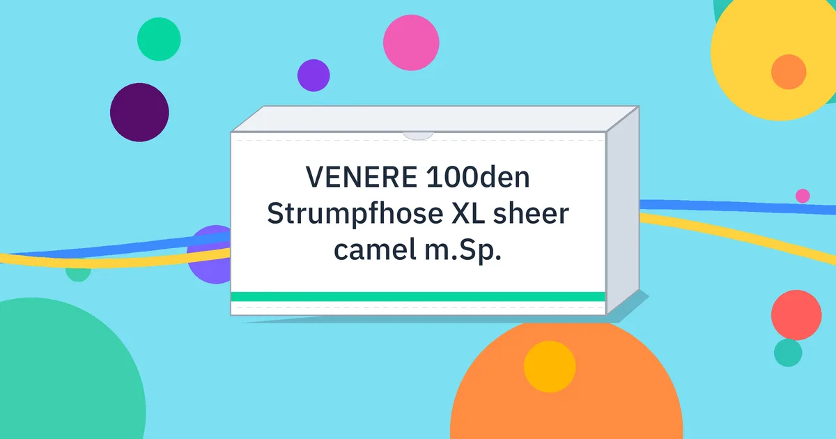 Symbolbild: Packung mit der Aufschrift VENERE 100den Strumpfhose XL sheer camel m.Sp. (PZN 16171011) – Verfügbarkeit und Bezug in Apotheken in Frankfurt am Main