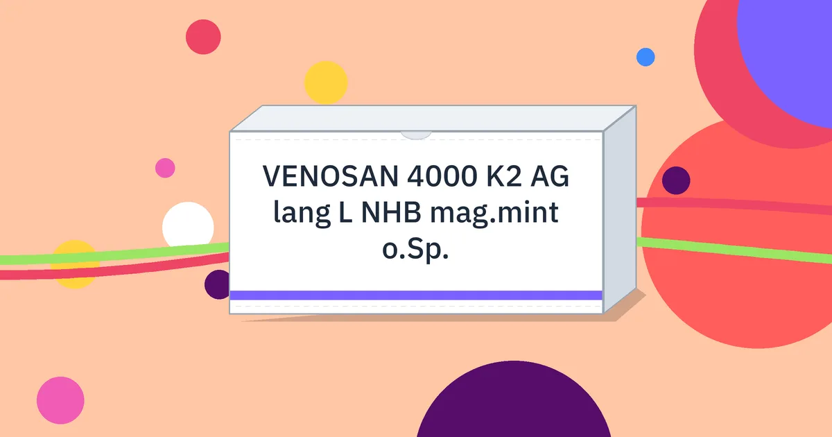 Symbolbild: Packung mit der Aufschrift VENOSAN 4000 K2 AG lang L NHB mag.mint o.Sp. (PZN 19154243) – Verfügbarkeit und Bezug in Apotheken in Frankfurt am Main