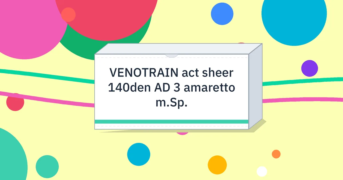Symbolbild: Packung mit der Aufschrift VENOTRAIN act sheer 140den AD 3 amaretto m.Sp. (PZN 16209073) – Verfügbarkeit und Bezug in Apotheken in Frankfurt am Main