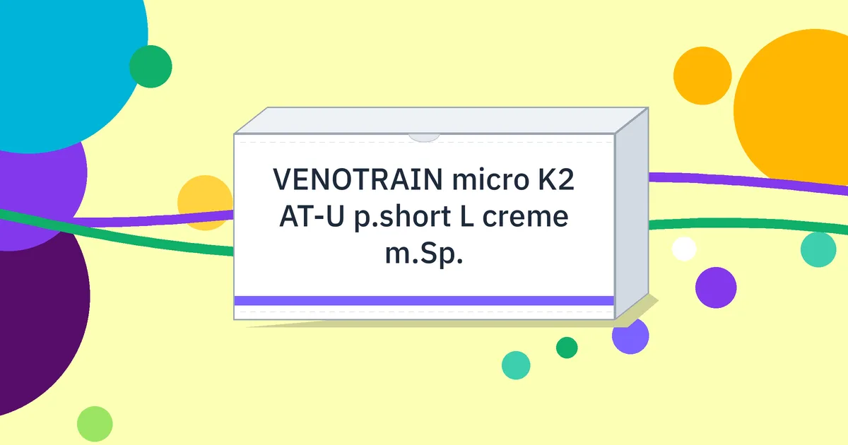 Symbolbild: Packung mit der Aufschrift VENOTRAIN micro K2 AT-U p.short L creme m.Sp. (PZN 05708784) – Verfügbarkeit und Bezug in Apotheken in Frankfurt am Main