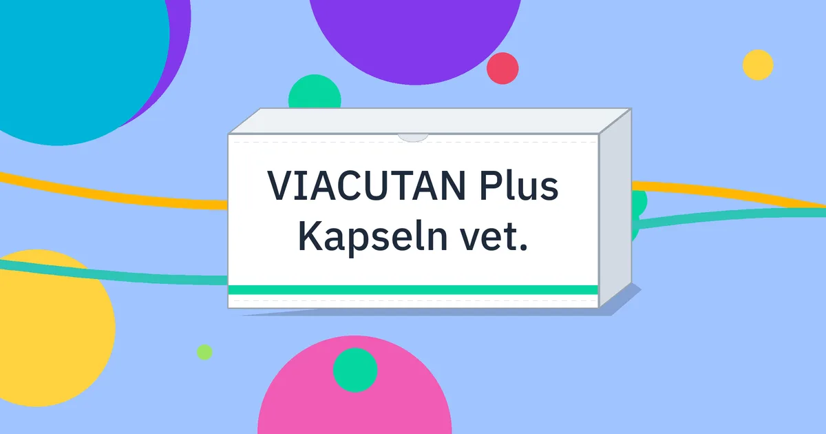 Symbolbild: Packung mit der Aufschrift VIACUTAN Plus Kapseln vet. (PZN 04770261) – Verfügbarkeit und Bezug in Apotheken in Frankfurt am Main