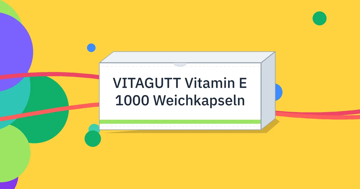 Symbolbild: Packung mit der Aufschrift VITAGUTT Vitamin E 1000 Weichkapseln (PZN 03011406) – Verfügbarkeit und Bezug in Apotheken in Frankfurt am Main