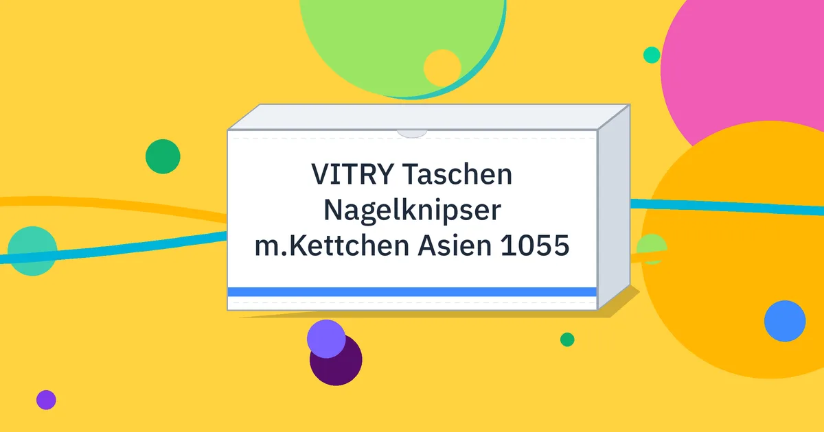 Symbolbild: Packung mit der Aufschrift VITRY Taschen Nagelknipser m.Kettchen Asien 1055 (PZN 05045415) – Verfügbarkeit und Bezug in Apotheken in Frankfurt am Main