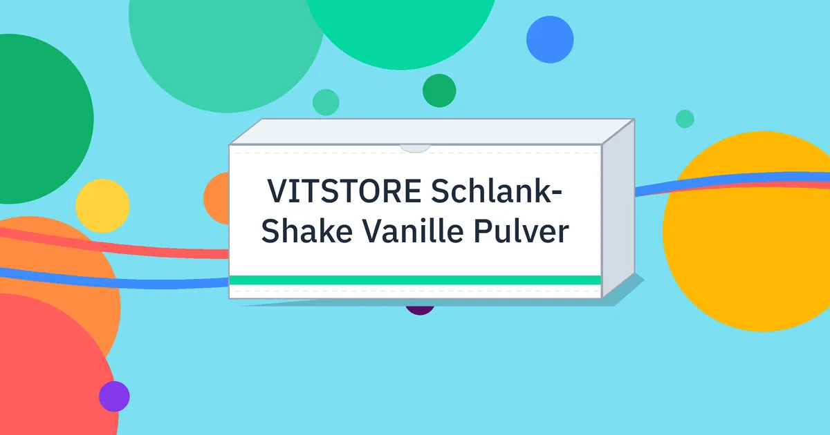 Symbolbild: Packung mit der Aufschrift VITSTORE Schlank-Shake Vanille Pulver (PZN 19053022) – Verfügbarkeit und Bezug in Apotheken in Frankfurt am Main