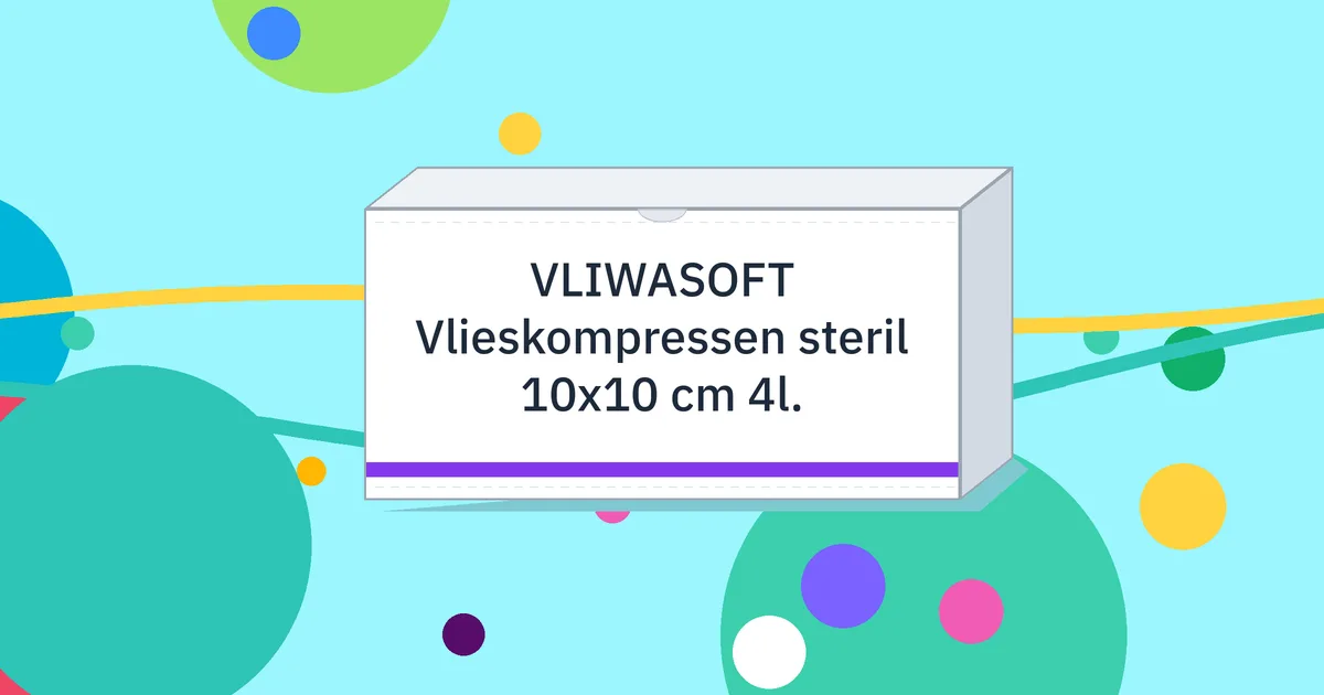 Symbolbild: Packung mit der Aufschrift VLIWASOFT Vlieskompressen steril 10x10 cm 4l. (PZN 19447554) – Verfügbarkeit und Bezug in Apotheken in Frankfurt am Main