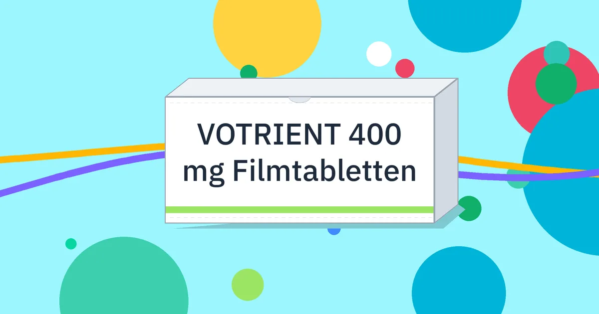 Symbolbild: Packung mit der Aufschrift VOTRIENT 400 mg Filmtabletten (PZN 11689826) – Verfügbarkeit und Bezug in Apotheken in Frankfurt am Main