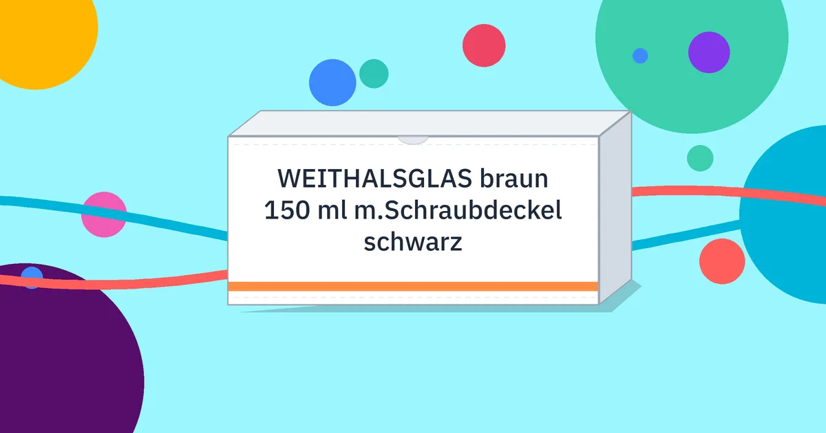 Symbolbild: Packung mit der Aufschrift WEITHALSGLAS braun 150 ml m.Schraubdeckel schwarz (PZN 10146928) – Verfügbarkeit und Bezug in Apotheken in Frankfurt am Main