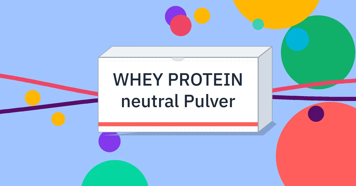 Symbolbild: Packung mit der Aufschrift WHEY PROTEIN neutral Pulver (PZN 10028123) – Verfügbarkeit und Bezug in Apotheken in Frankfurt am Main