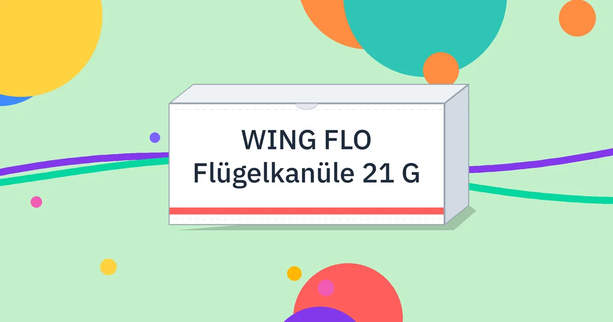 Symbolbild: Packung mit der Aufschrift WING FLO Flügelkanüle 21 G (PZN 06083613) – Verfügbarkeit und Bezug in Apotheken in Frankfurt am Main