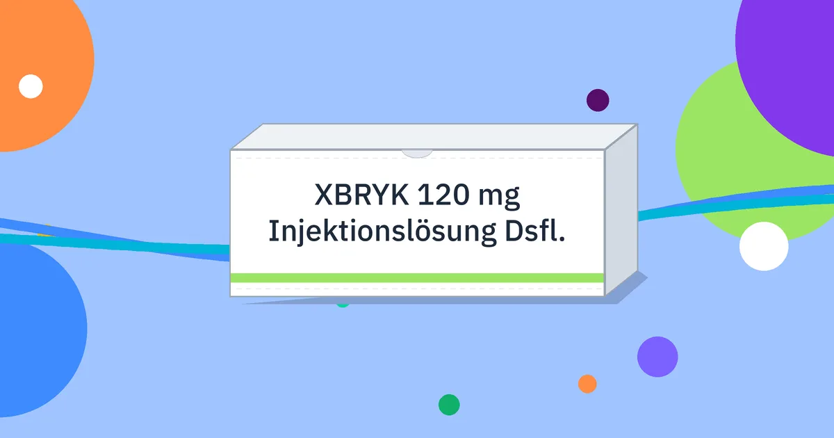 Symbolbild: Packung mit der Aufschrift XBRYK 120 mg Injektionslösung Dsfl. (PZN 19973774) – Verfügbarkeit und Bezug in Apotheken in Frankfurt am Main