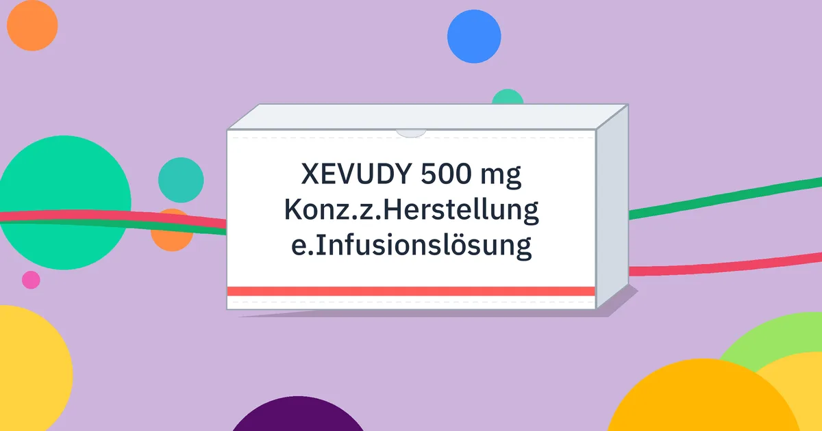 Symbolbild: Packung mit der Aufschrift XEVUDY 500 mg Konz.z.Herstellung e.Infusionslösung (PZN 17978595) – Verfügbarkeit und Bezug in Apotheken in Frankfurt am Main