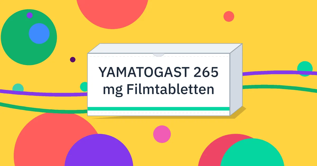 Symbolbild: Packung mit der Aufschrift YAMATOGAST 265 mg Filmtabletten (PZN 16156365) – Verfügbarkeit und Bezug in Apotheken in Frankfurt am Main
