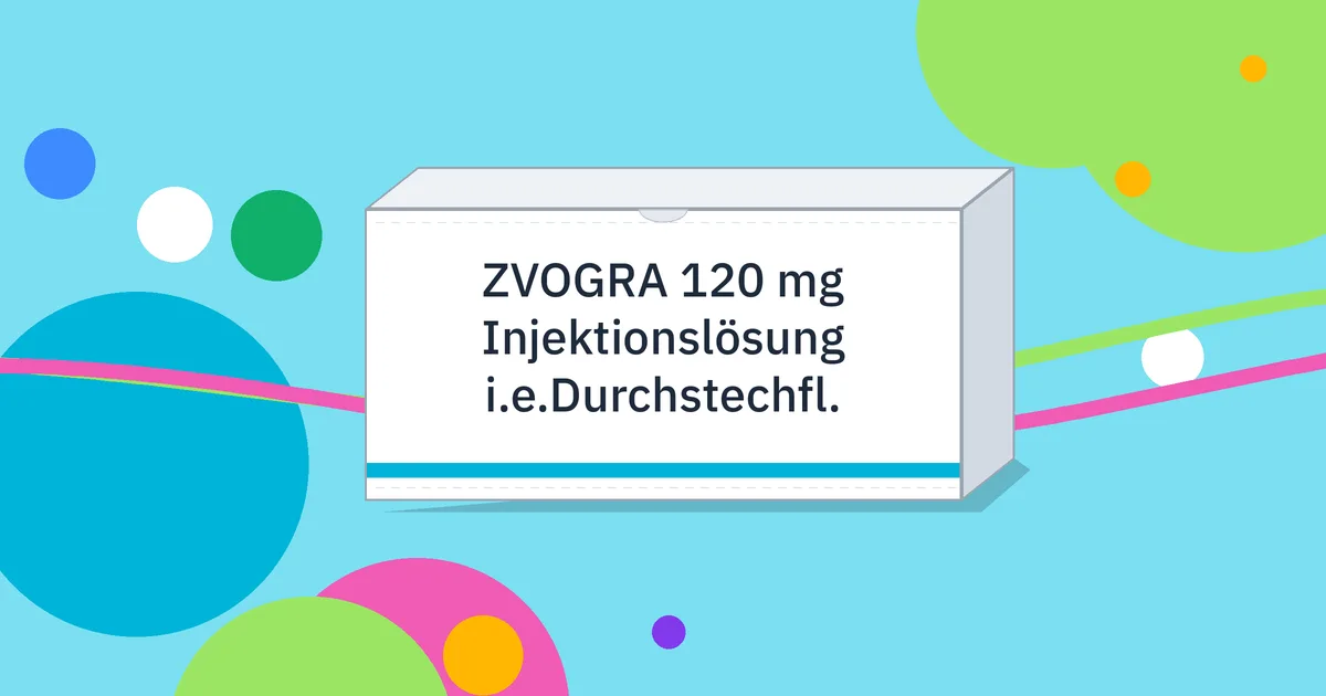Symbolbild: Packung mit der Aufschrift ZVOGRA 120 mg Injektionslösung i.e.Durchstechfl. (PZN 19725102) – Verfügbarkeit und Bezug in Apotheken in Frankfurt am Main