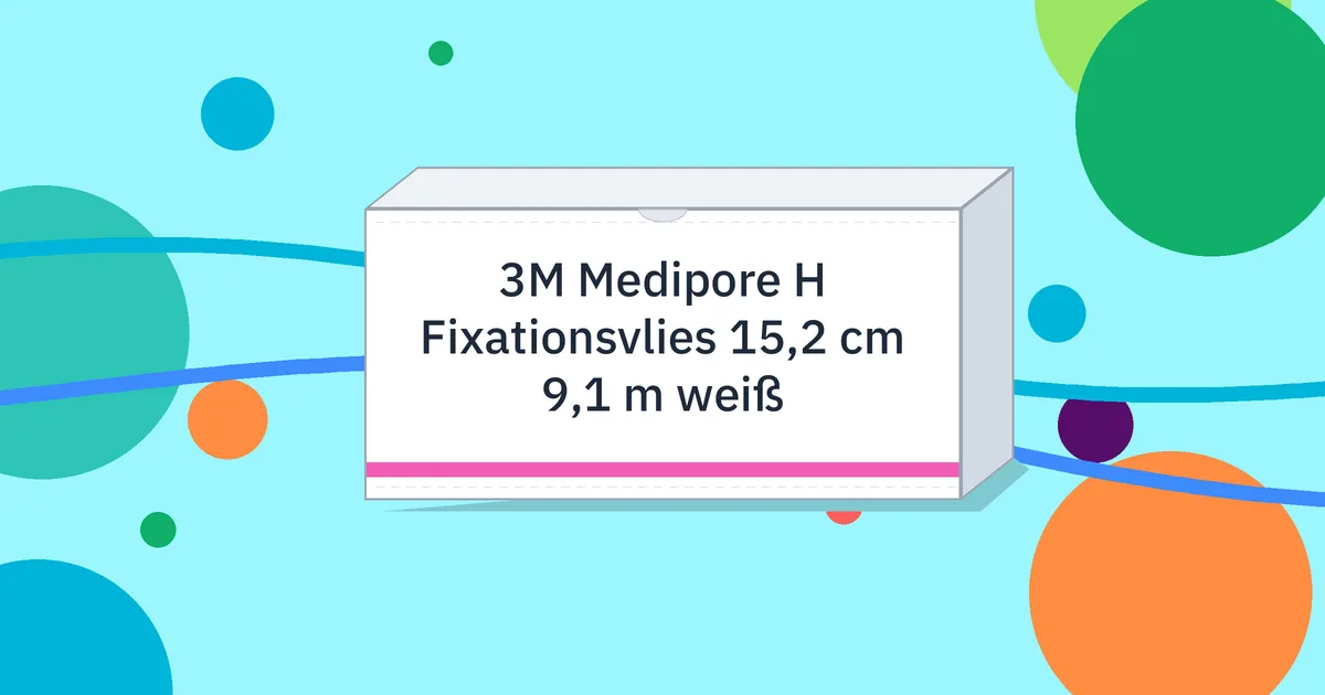 Symbolbild: Packung mit der Aufschrift 3M Medipore H Fixationsvlies 15,2 cm 9,1 m weiß (PZN 18192299) – Verfügbarkeit und Bezug in Apotheken in Frankfurt am Main