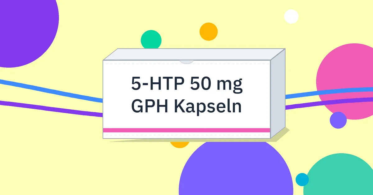 Symbolbild: Packung mit der Aufschrift 5-HTP 50 mg GPH Kapseln (PZN 09377835) – Verfügbarkeit und Bezug in Apotheken in Frankfurt am Main