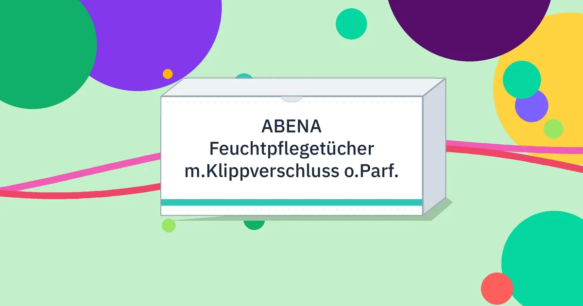 Symbolbild: Packung mit der Aufschrift ABENA Feuchtpflegetücher m.Klippverschluss o.Parf. (PZN 12493806) – Verfügbarkeit und Bezug in Apotheken in Frankfurt am Main