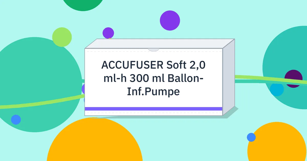 Symbolbild: Packung mit der Aufschrift ACCUFUSER Soft 2,0 ml-h 300 ml Ballon-Inf.Pumpe (PZN 19901065) – Verfügbarkeit und Bezug in Apotheken in Frankfurt am Main