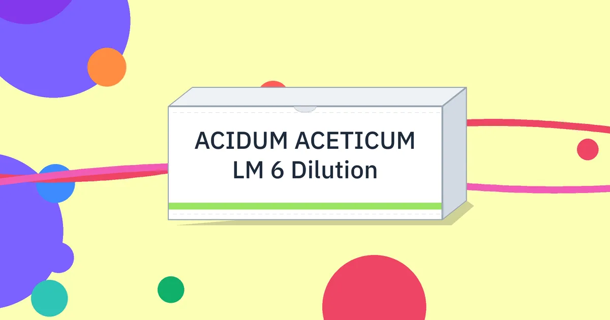 Symbolbild: Packung mit der Aufschrift ACIDUM ACETICUM LM 6 Dilution (PZN 13266780) – Verfügbarkeit und Bezug in Apotheken in Frankfurt am Main