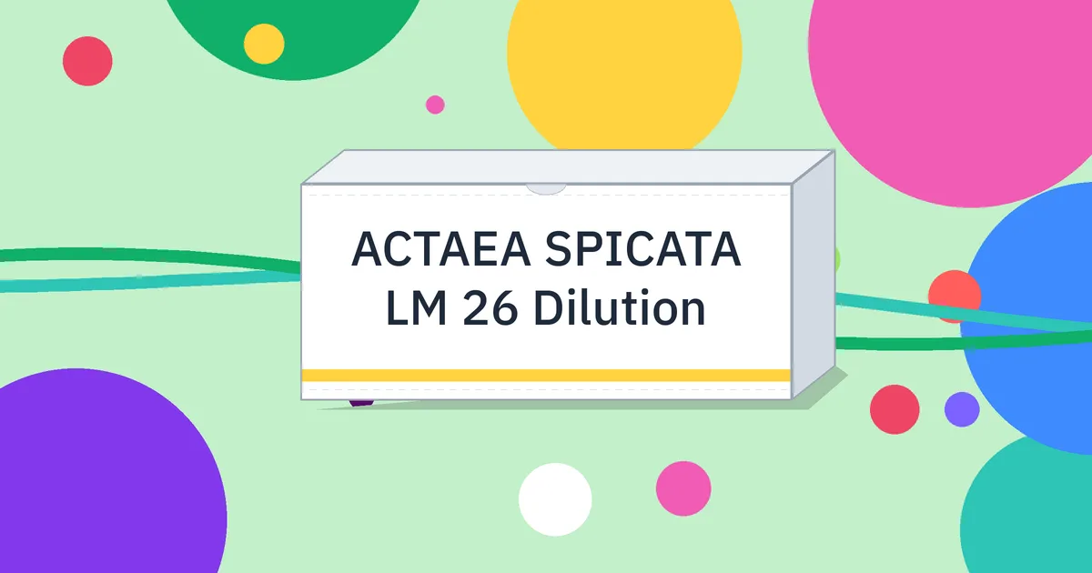 Symbolbild: Packung mit der Aufschrift ACTAEA SPICATA LM 26 Dilution (PZN 13293854) – Verfügbarkeit und Bezug in Apotheken in Frankfurt am Main