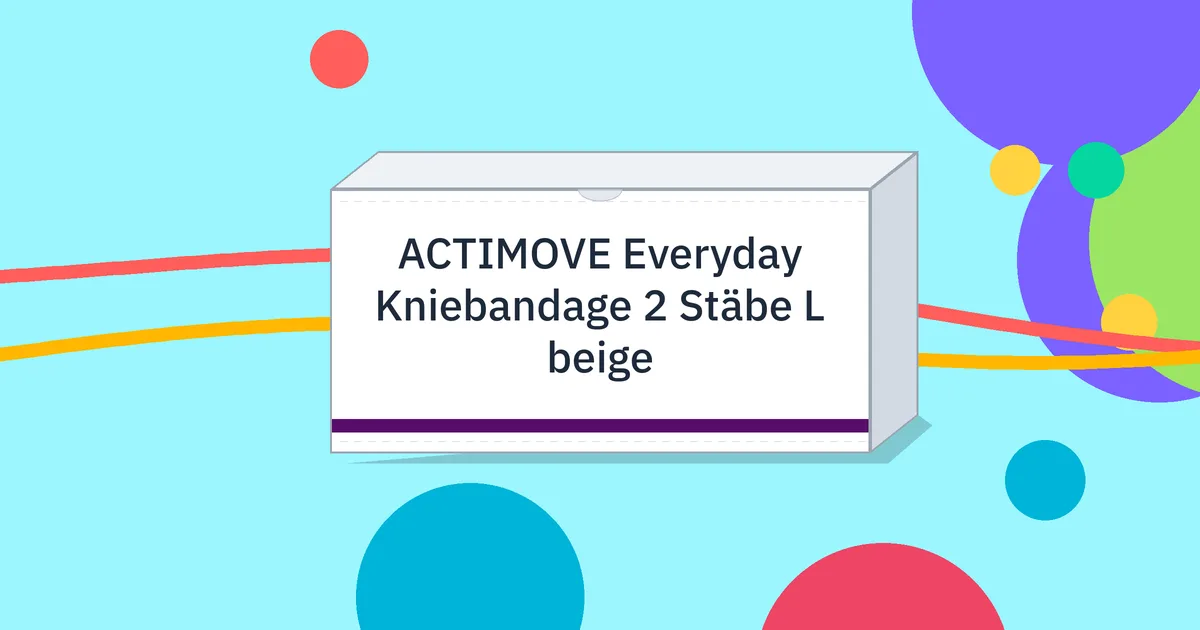 Symbolbild: Packung mit der Aufschrift ACTIMOVE Everyday Kniebandage 2 Stäbe L beige (PZN 18328250) – Verfügbarkeit und Bezug in Apotheken in Frankfurt am Main