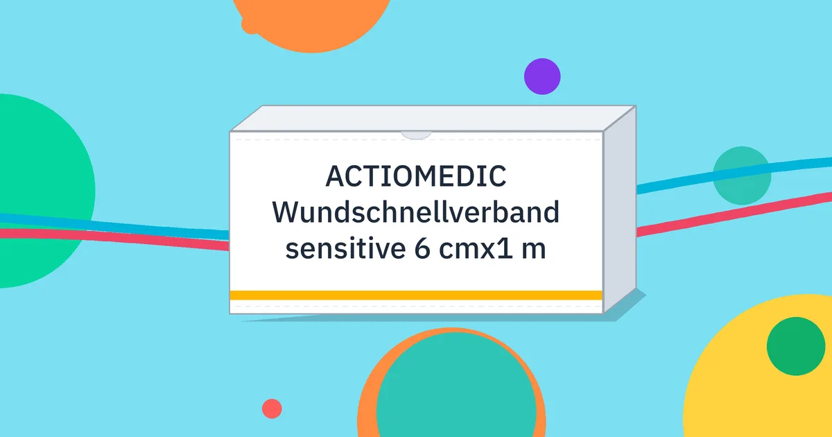 Symbolbild: Packung mit der Aufschrift ACTIOMEDIC Wundschnellverband sensitive 6 cmx1 m (PZN 08883269) – Verfügbarkeit und Bezug in Apotheken in Frankfurt am Main