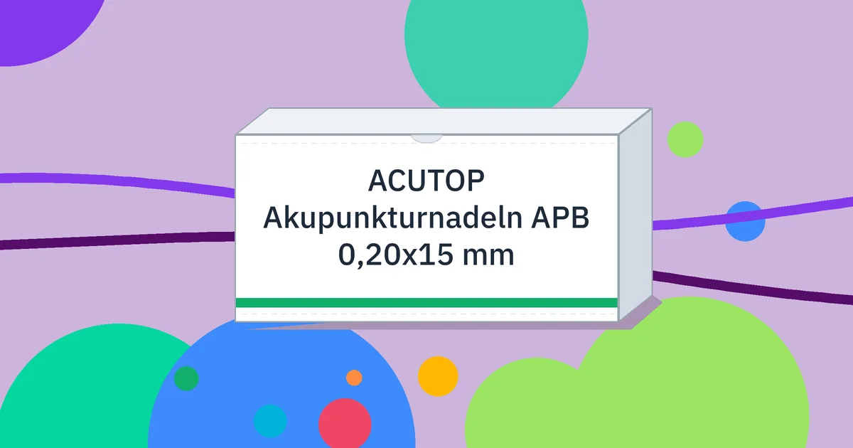 Symbolbild: Packung mit der Aufschrift ACUTOP Akupunkturnadeln APB 0,20x15 mm (PZN 17821474) – Verfügbarkeit und Bezug in Apotheken in Frankfurt am Main