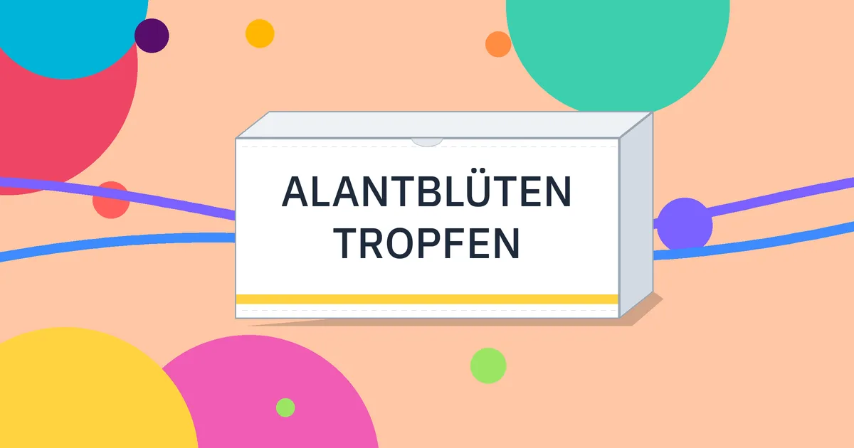 Symbolbild: Packung mit der Aufschrift ALANTBLÜTEN TROPFEN (PZN 14128152) – Verfügbarkeit und Bezug in Apotheken in Frankfurt am Main
