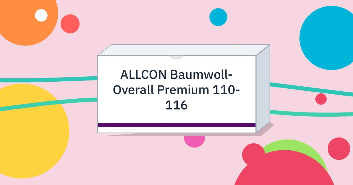 Symbolbild: Packung mit der Aufschrift ALLCON Baumwoll-Overall Premium 110-116 (PZN 16383380) – Verfügbarkeit und Bezug in Apotheken in Frankfurt am Main