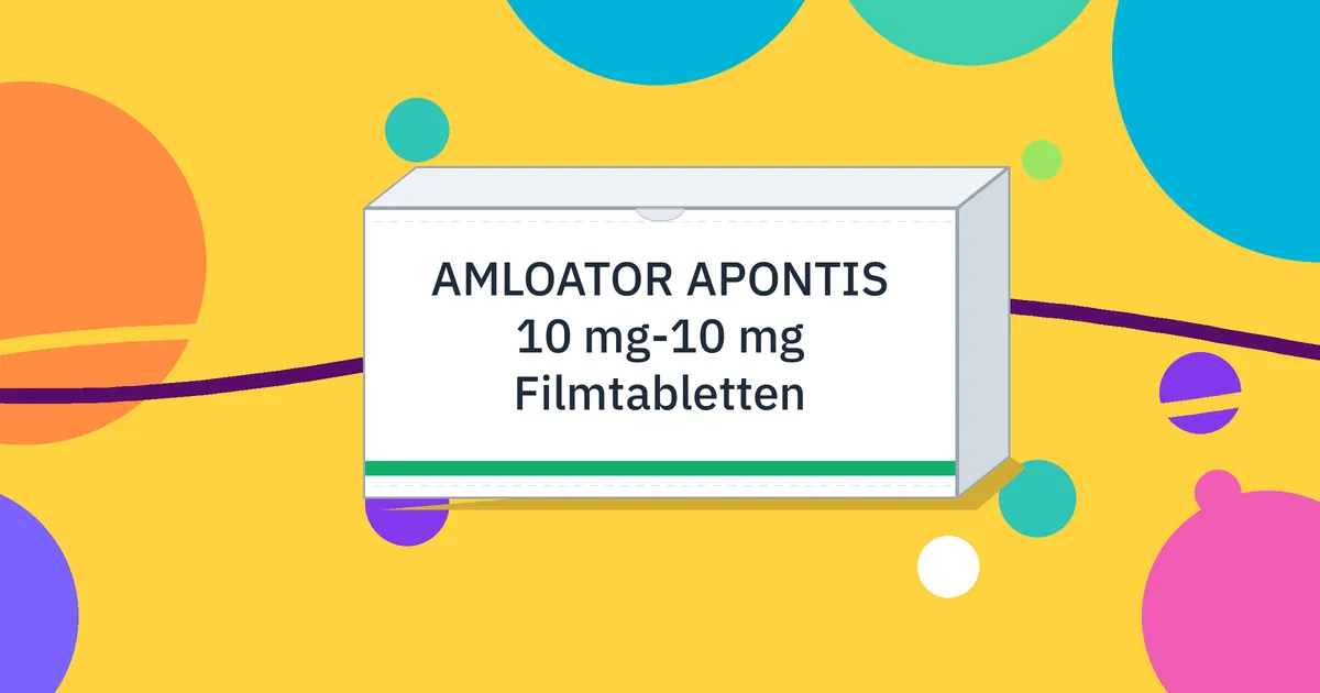 Symbolbild: Packung mit der Aufschrift AMLOATOR APONTIS 10 mg-10 mg Filmtabletten (PZN 17824001) – Verfügbarkeit und Bezug in Apotheken in Frankfurt am Main