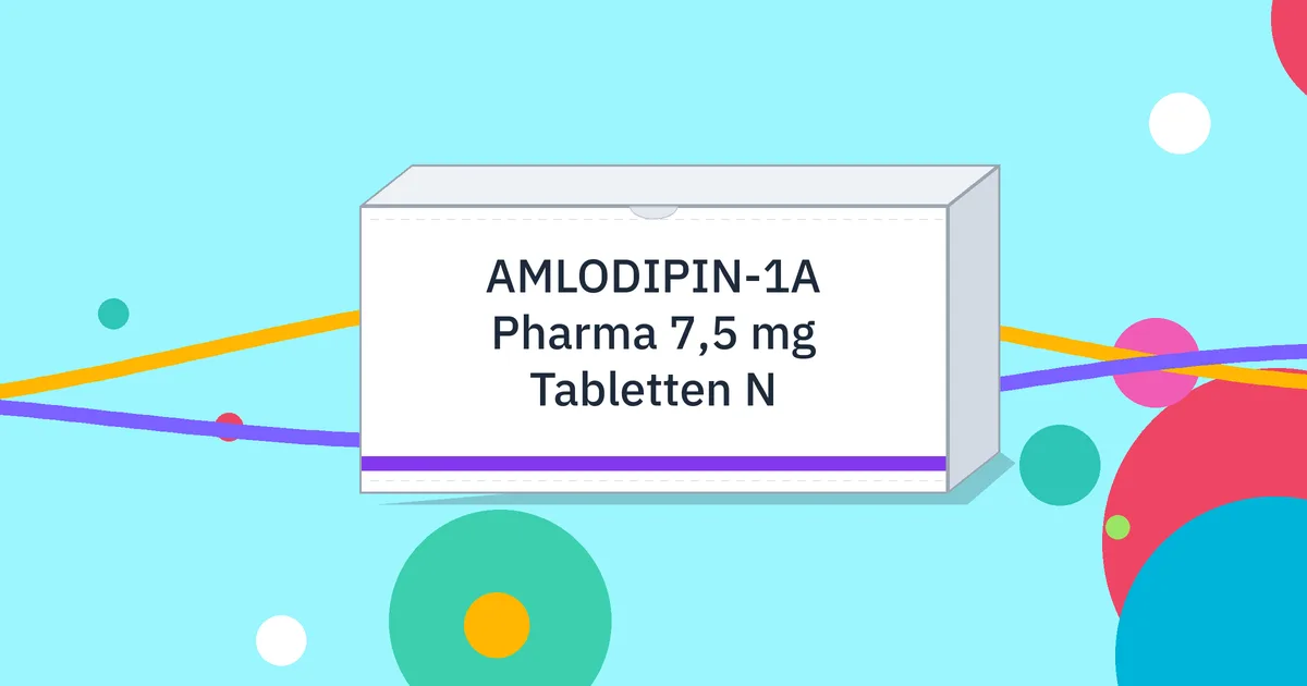 Symbolbild: Packung mit der Aufschrift AMLODIPIN-1A Pharma 7,5 mg Tabletten N (PZN 00889918) – Verfügbarkeit und Bezug in Apotheken in Frankfurt am Main