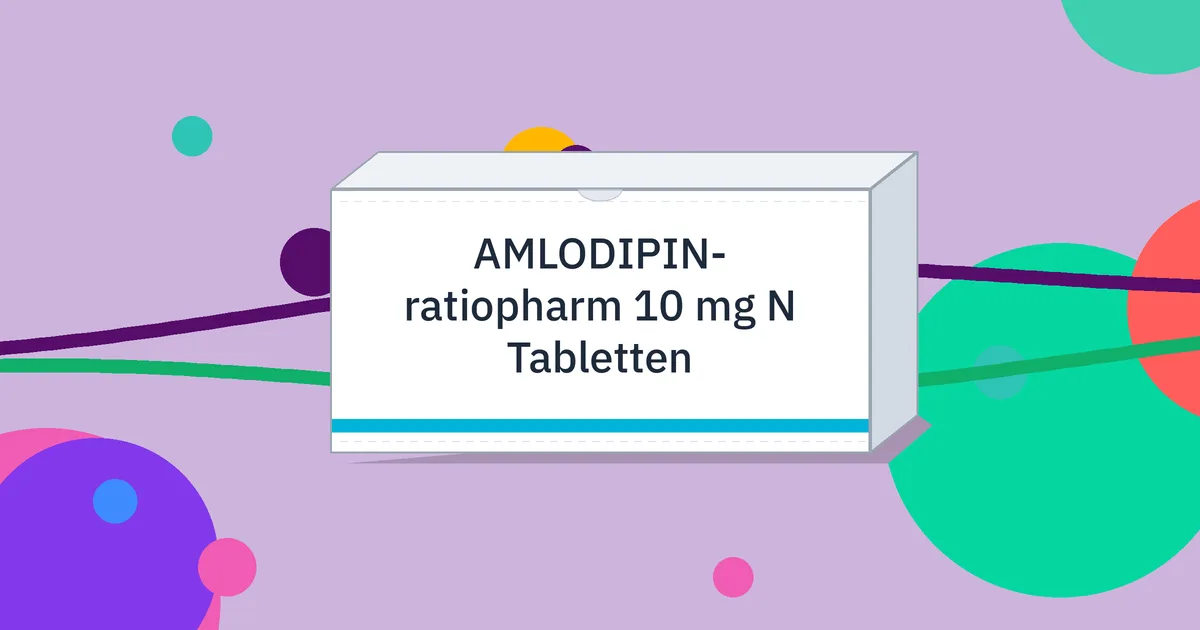 Symbolbild: Packung mit der Aufschrift AMLODIPIN-ratiopharm 10 mg N Tabletten (PZN 02716599) – Verfügbarkeit und Bezug in Apotheken in Frankfurt am Main