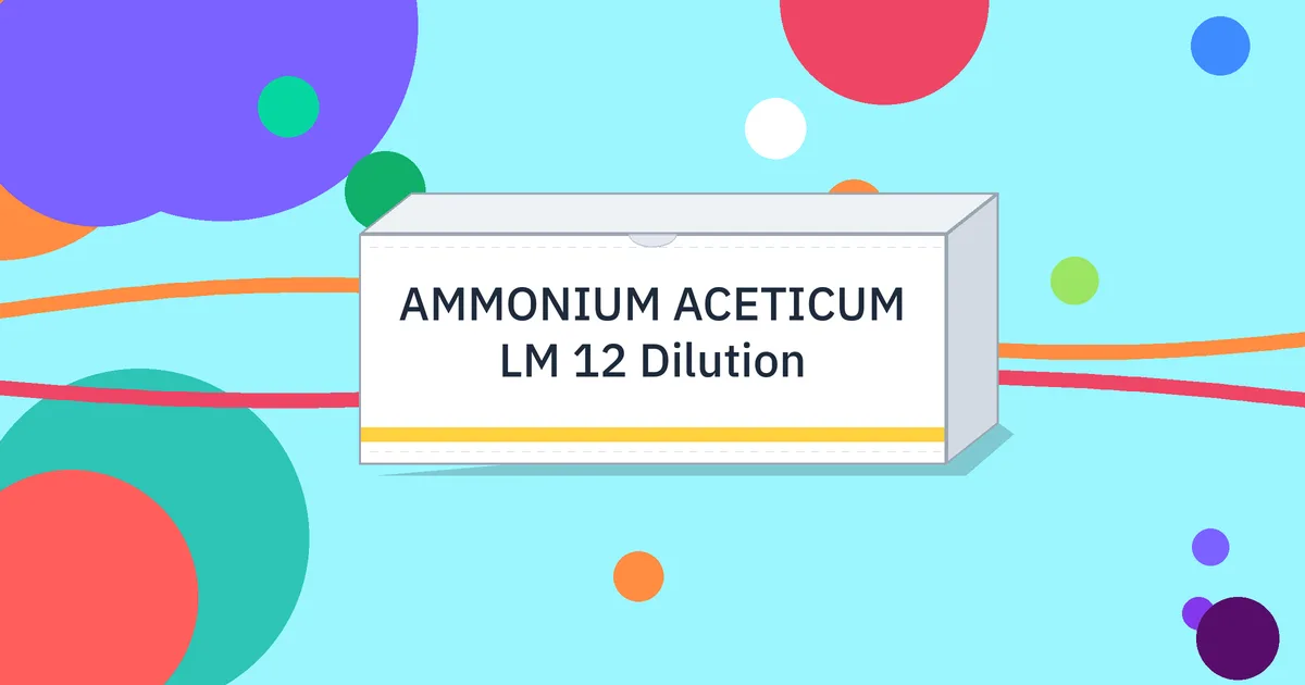 Symbolbild: Packung mit der Aufschrift AMMONIUM ACETICUM LM 12 Dilution (PZN 13319447) – Verfügbarkeit und Bezug in Apotheken in Frankfurt am Main