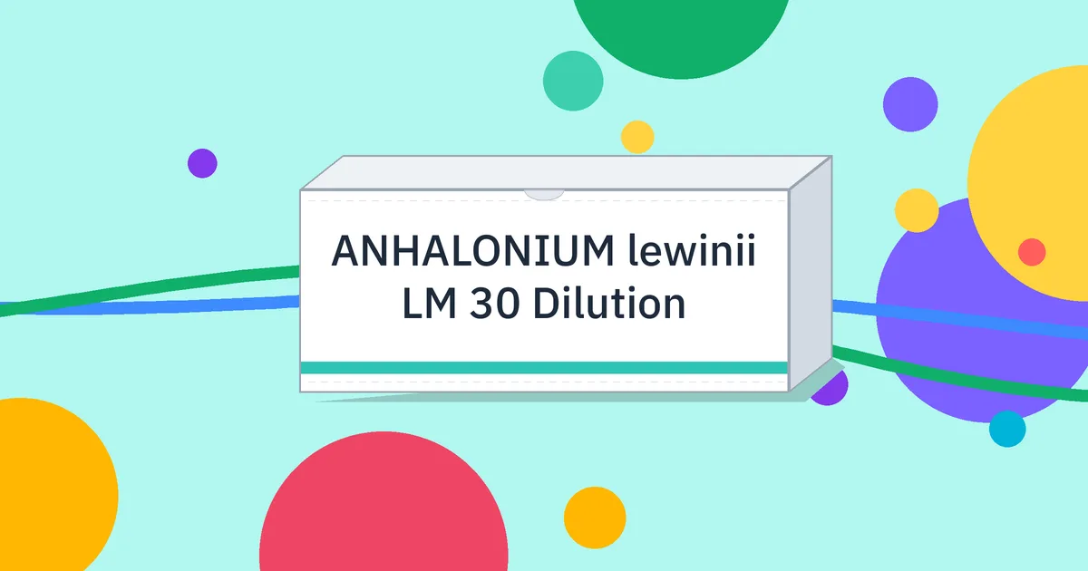 Symbolbild: Packung mit der Aufschrift ANHALONIUM lewinii LM 30 Dilution (PZN 13369126) – Verfügbarkeit und Bezug in Apotheken in Frankfurt am Main
