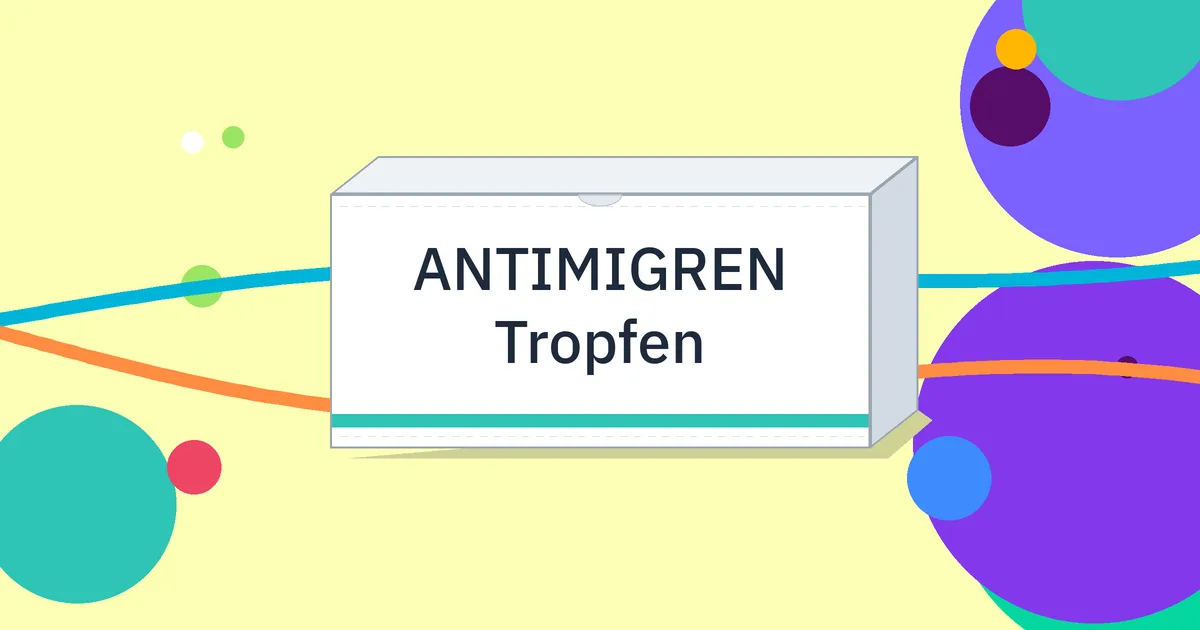 Symbolbild: Packung mit der Aufschrift ANTIMIGREN Tropfen (PZN 12454255) – Verfügbarkeit und Bezug in Apotheken in Frankfurt am Main