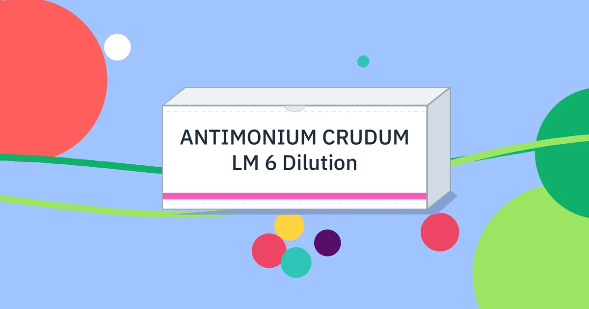 Symbolbild: Packung mit der Aufschrift ANTIMONIUM CRUDUM LM 6 Dilution (PZN 07539110) – Verfügbarkeit und Bezug in Apotheken in Frankfurt am Main