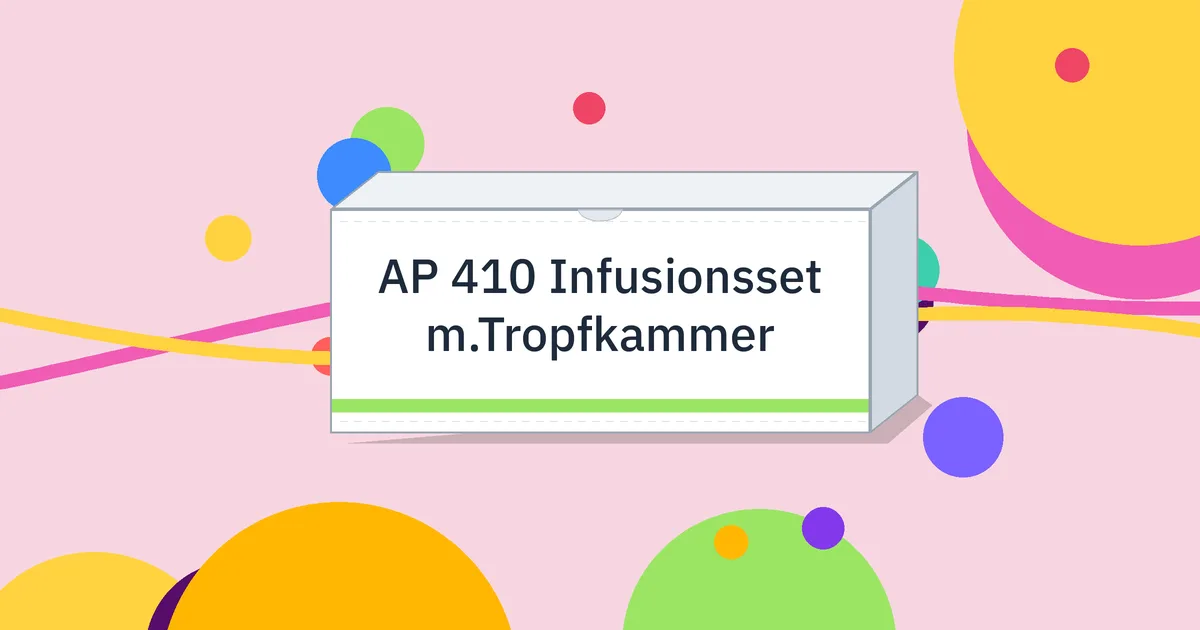 Symbolbild: Packung mit der Aufschrift AP 410 Infusionsset m.Tropfkammer (PZN 16839650) – Verfügbarkeit und Bezug in Apotheken in Frankfurt am Main