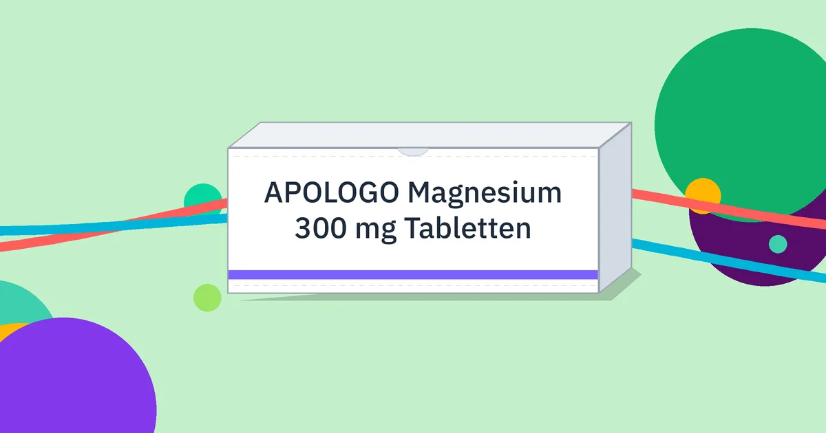 Symbolbild: Packung mit der Aufschrift APOLOGO Magnesium 300 mg Tabletten (PZN 09674823) – Verfügbarkeit und Bezug in Apotheken in Frankfurt am Main