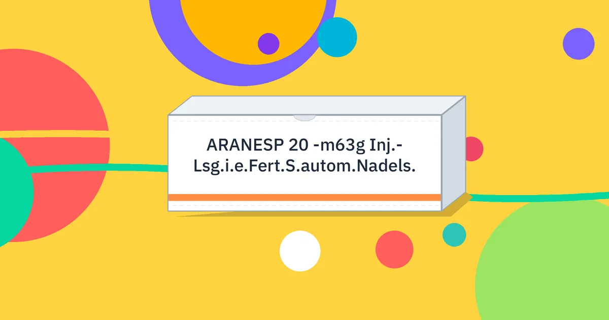Symbolbild: Packung mit der Aufschrift ARANESP 20 -m63g Inj.-Lsg.i.e.Fert.S.autom.Nadels. (PZN 05379903) – Verfügbarkeit und Bezug in Apotheken in Frankfurt am Main