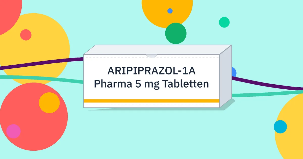 Symbolbild: Packung mit der Aufschrift ARIPIPRAZOL-1A Pharma 5 mg Tabletten (PZN 11286293) – Verfügbarkeit und Bezug in Apotheken in Frankfurt am Main