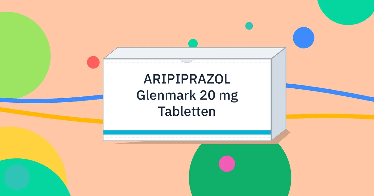 Symbolbild: Packung mit der Aufschrift ARIPIPRAZOL Glenmark 20 mg Tabletten (PZN 11323284) – Verfügbarkeit und Bezug in Apotheken in Frankfurt am Main