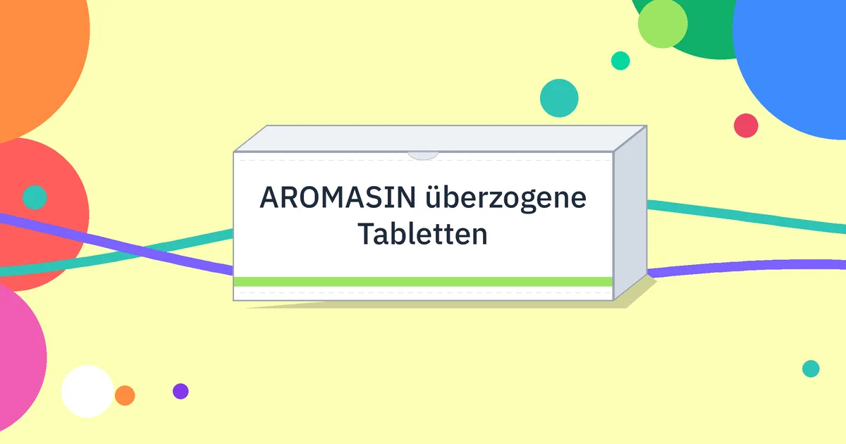 Symbolbild: Packung mit der Aufschrift AROMASIN überzogene Tabletten (PZN 00706384) – Verfügbarkeit und Bezug in Apotheken in Frankfurt am Main
