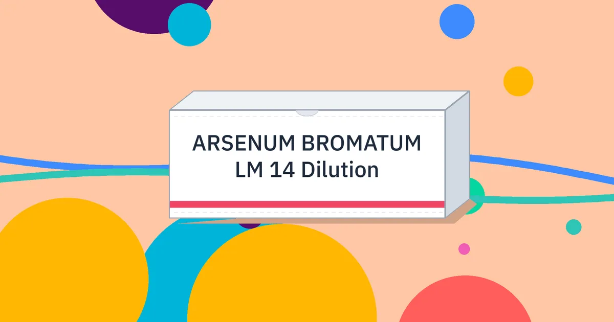 Symbolbild: Packung mit der Aufschrift ARSENUM BROMATUM LM 14 Dilution (PZN 12771346) – Verfügbarkeit und Bezug in Apotheken in Frankfurt am Main