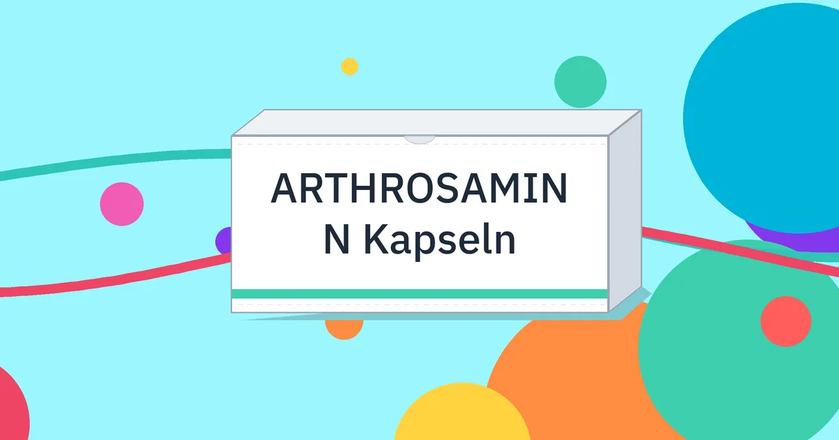 Symbolbild: Packung mit der Aufschrift ARTHROSAMIN N Kapseln (PZN 00300802) – Verfügbarkeit und Bezug in Apotheken in Frankfurt am Main