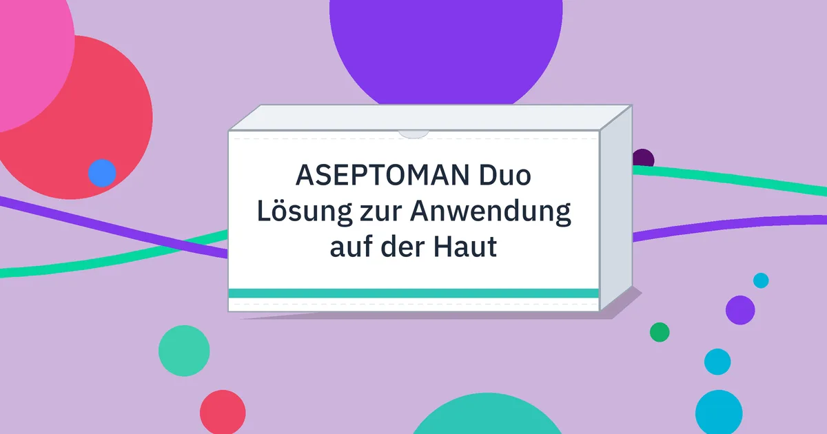 Symbolbild: Packung mit der Aufschrift ASEPTOMAN Duo Lösung zur Anwendung auf der Haut (PZN 19301738) – Verfügbarkeit und Bezug in Apotheken in Frankfurt am Main