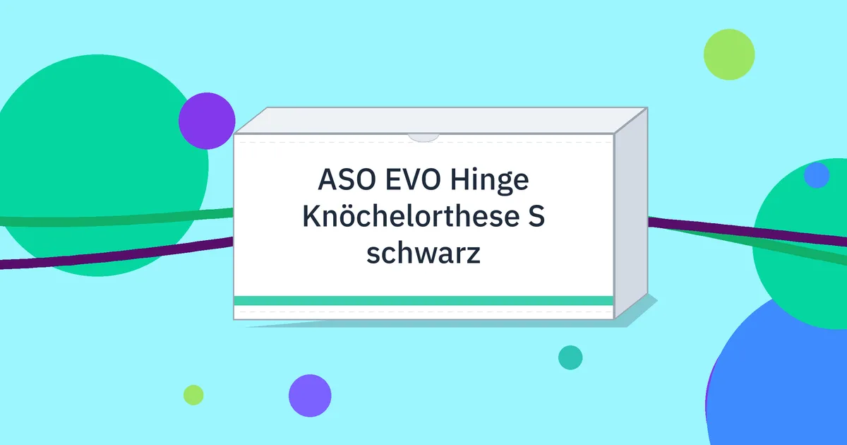 Symbolbild: Packung mit der Aufschrift ASO EVO Hinge Knöchelorthese S schwarz (PZN 11557912) – Verfügbarkeit und Bezug in Apotheken in Frankfurt am Main